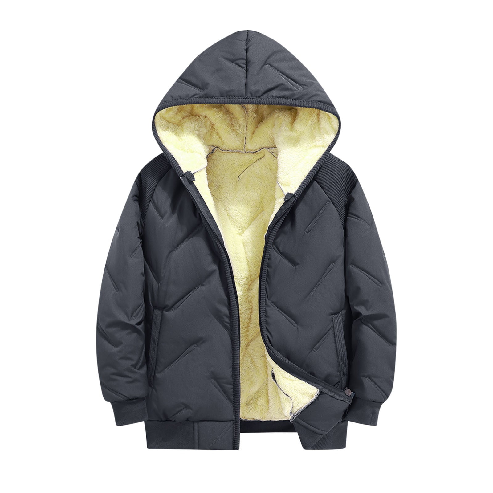 CLOISE Kids Puffer Jacket Girls with Hood Short Fleece Lining Pockets Winter Outwear Dark Gray ...