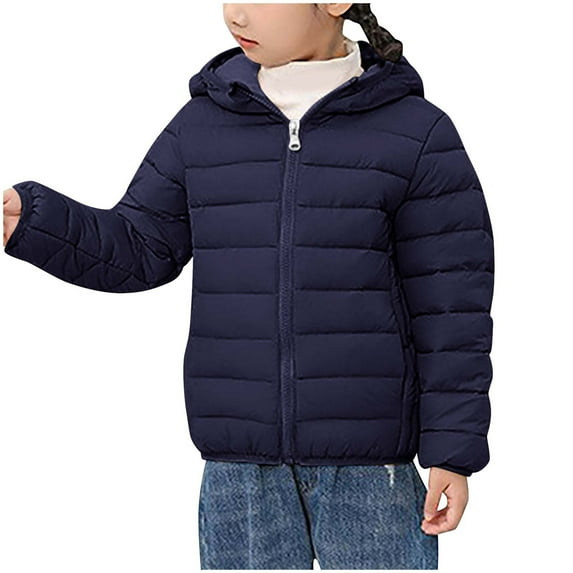 CLOISE Kids Puffer Jacket with Hood Short Lightweight Pockets Snowsuit Navy 3-16T - Walmart.com