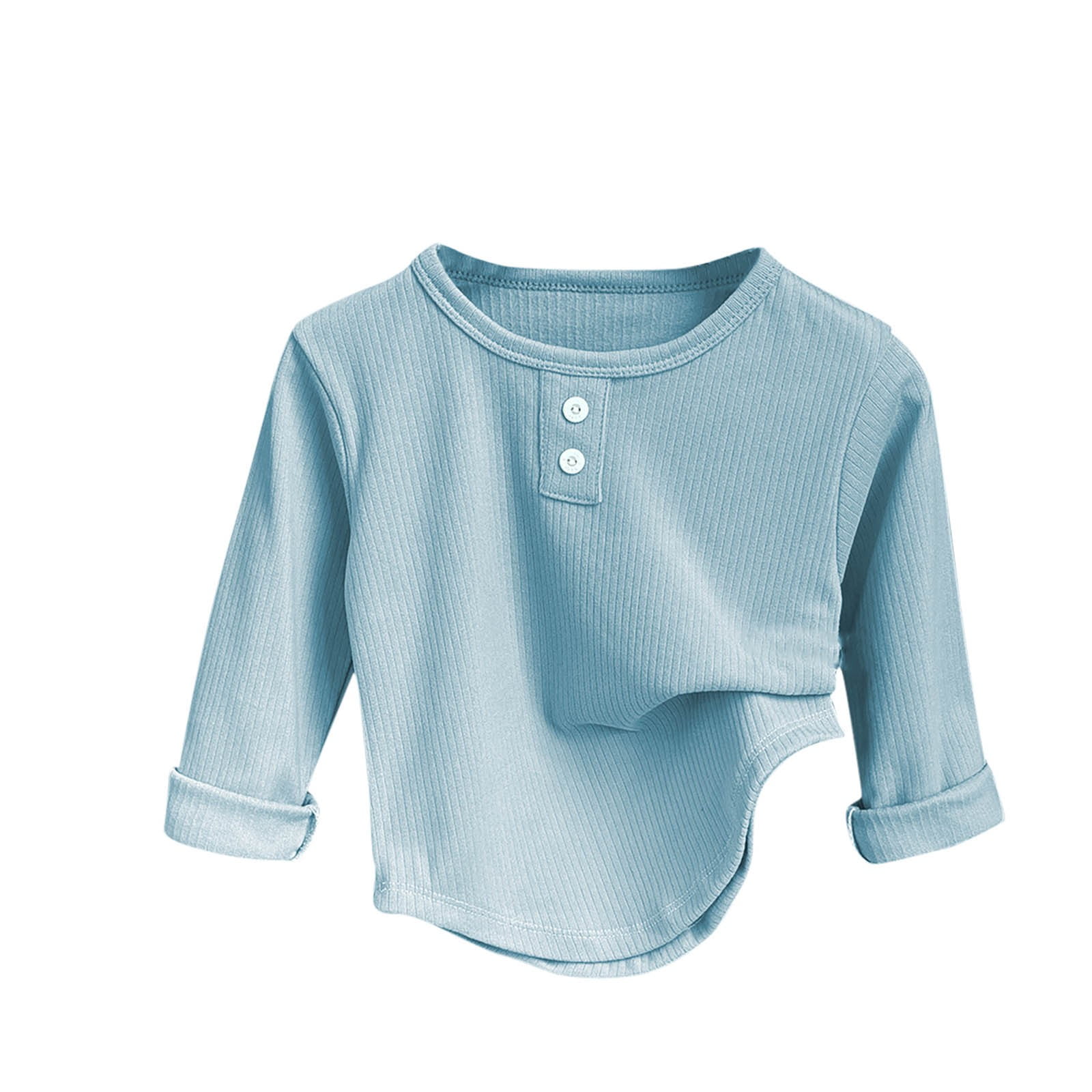CLOISE Kids Shirts Girls Long Sleeve Boys Toddler Crew Neck Tops Solid ...