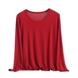 CLOISE Ladies Tops and Blouses Plus Size Crew Neck Shirt Solid Color ...