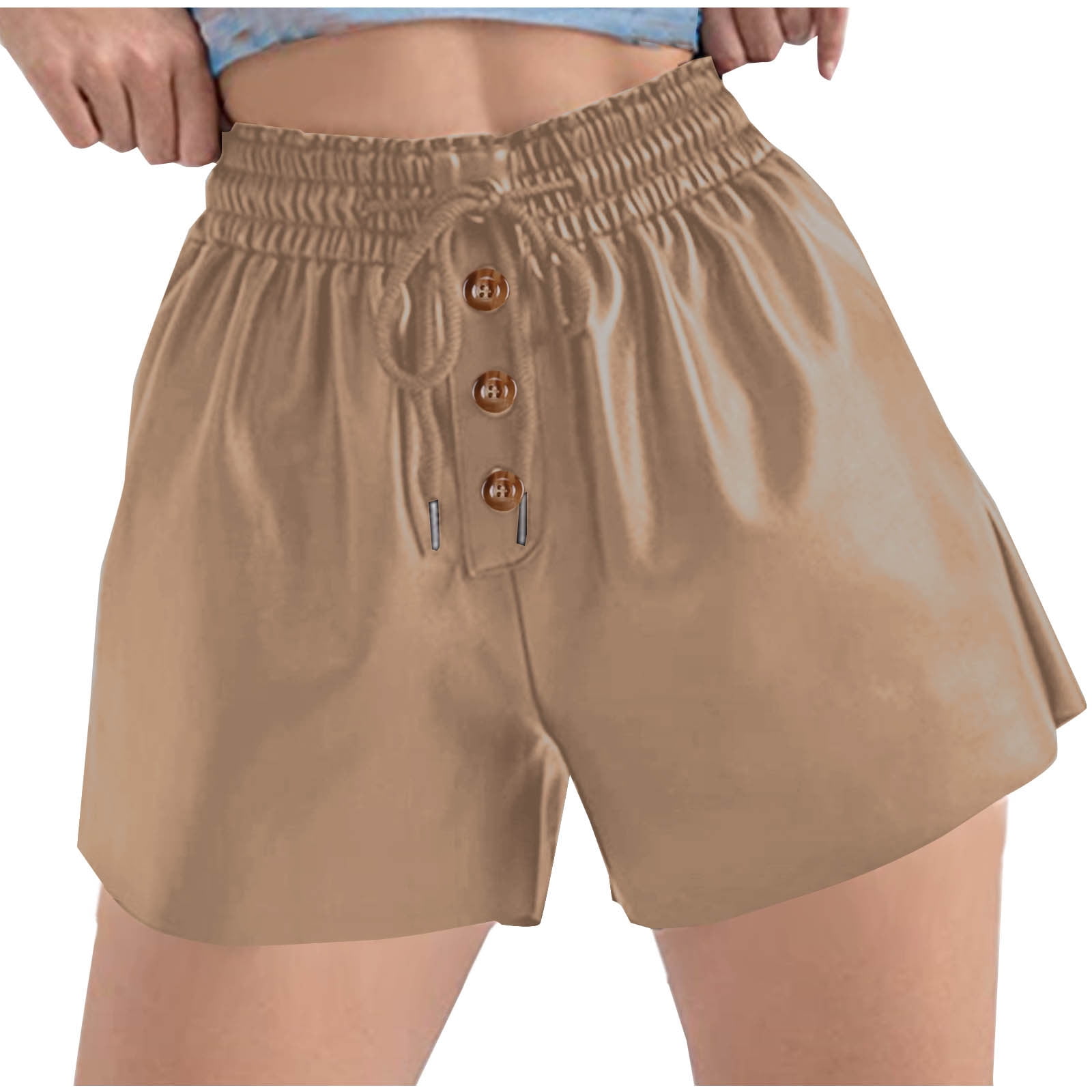 CLOISE Leather Shorts for Womenwomen Plus Size Khaki 3XL Summer Trendy ...
