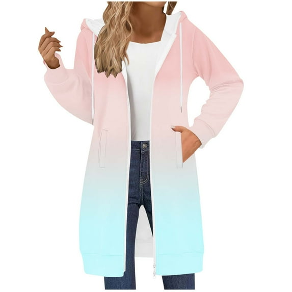 CLOISE Lightweight Hoodies for Women Pockets Hooded Sweatshirt Zip up ...