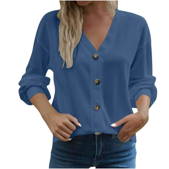 CLOISE Lightweight Long Sleeve Tops for Women V Neck Shirt Solid Color ...