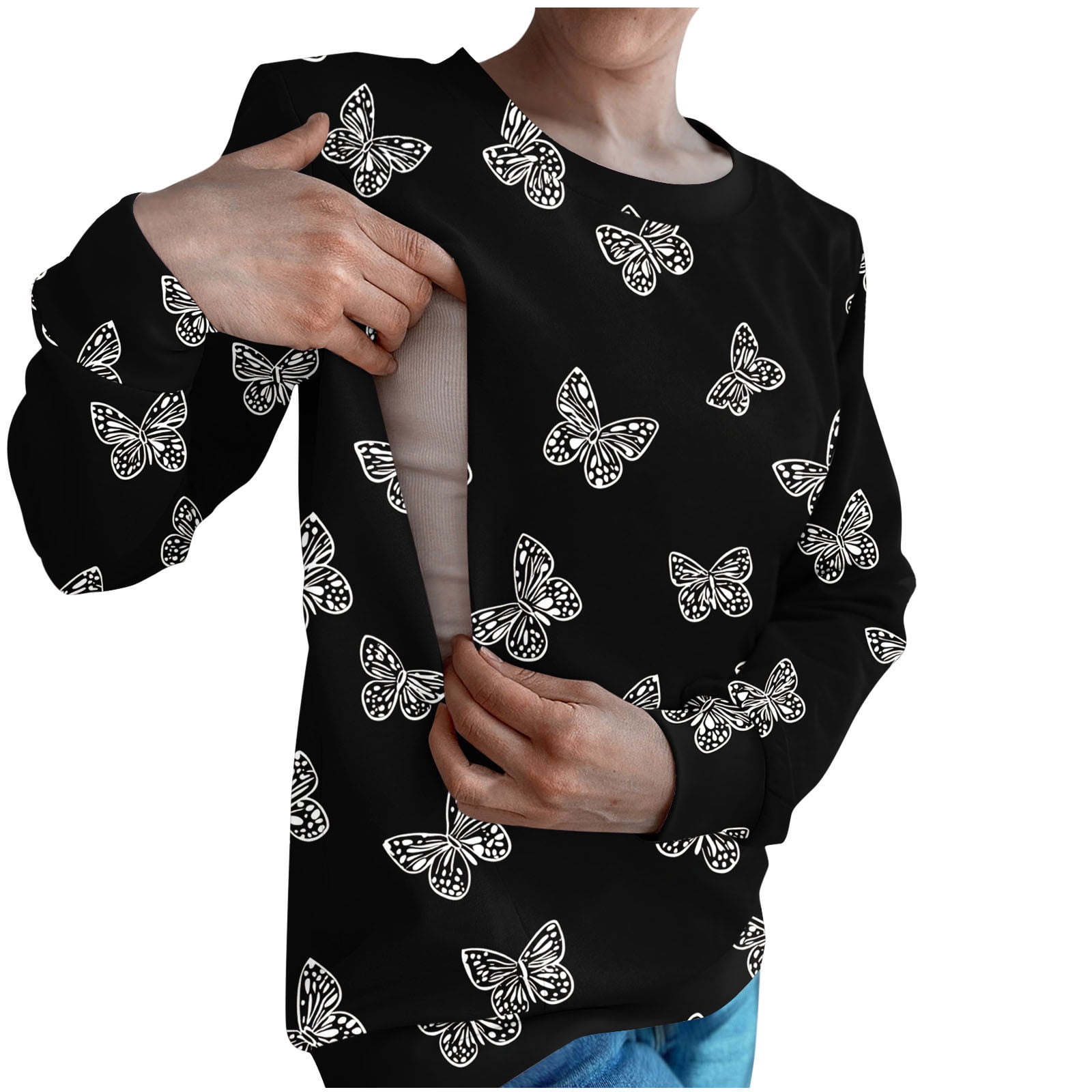 CLOISE Lightweight Sweatshirts for Women Crew Neck Tops Zip up Graphic ...