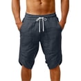 CLOISE Long Long Shorts Mens with Pockets Drawstring Mid Waist Straight ...