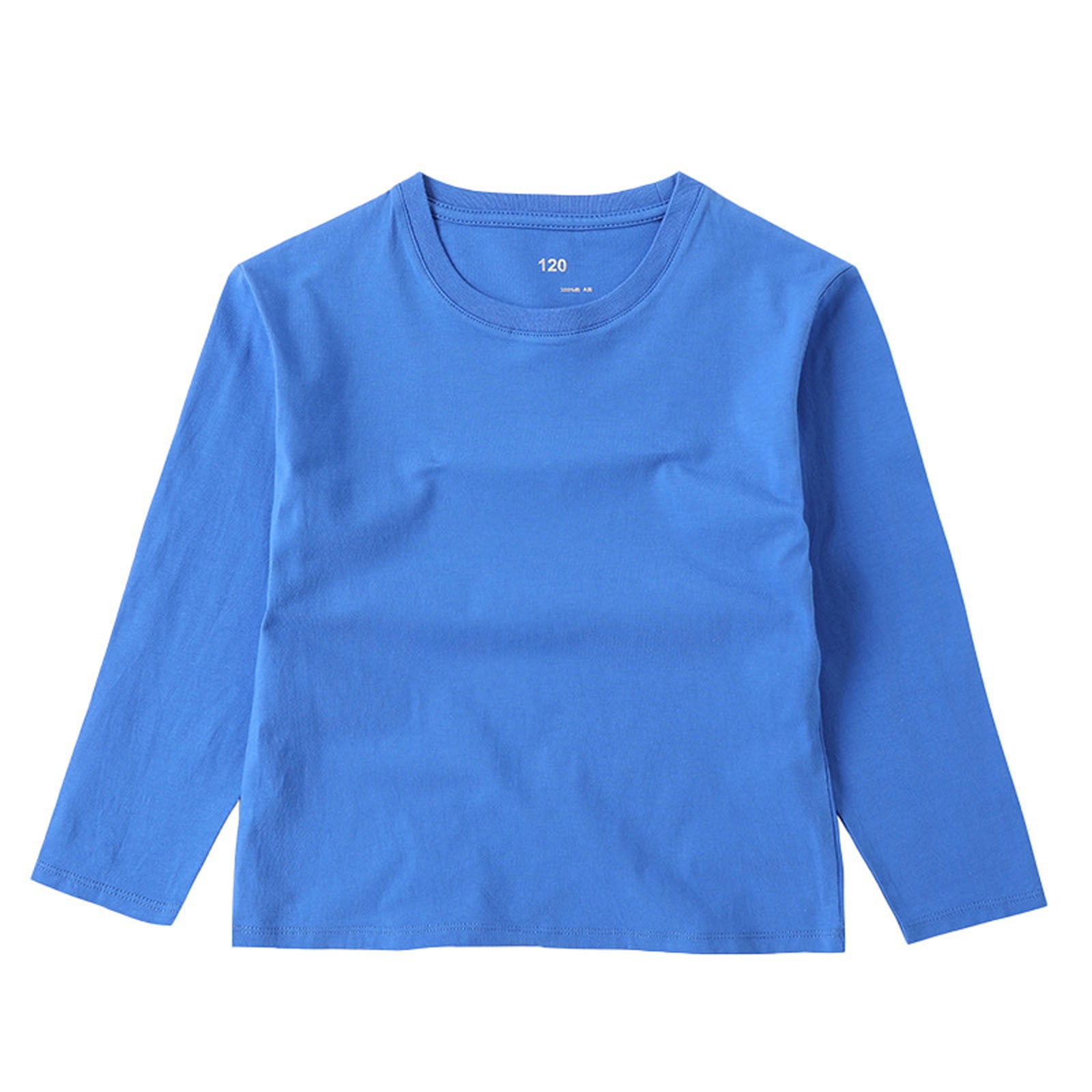 CLOISE Long Sleeve Basic Tops for Boys Girls Kids Crew Neck Shirt Solid ...