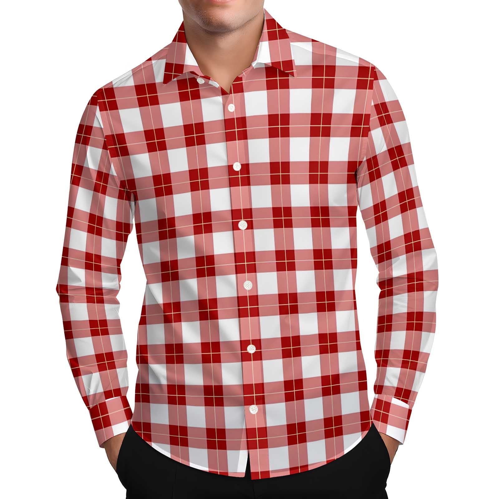 CLOISE Long Sleeve Button up Shirts for Men Big and Tall Collared Tops ...