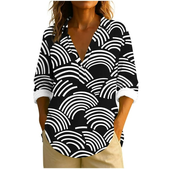 CLOISE Long Sleeve Button up Shirts for Women Plus Size Collared Tops ...