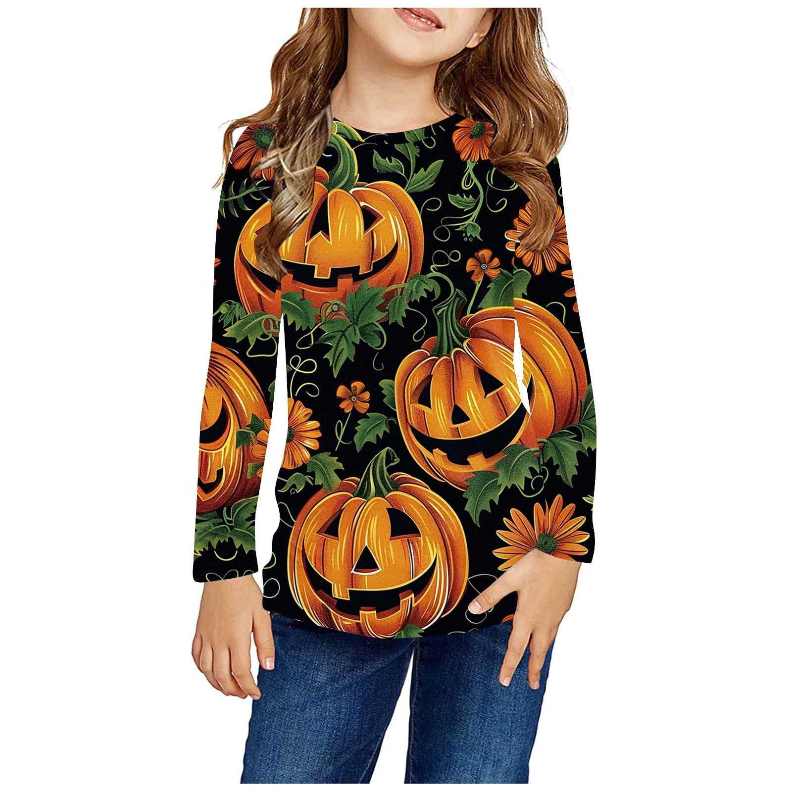 CLOISE Long Sleeve Kids Shirts Girls Boys Teen Halloween Crew Neck Tops ...