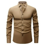 CLOISE Long Sleeve Shirt Men Big and Tall Collared Tops Solid Color ...