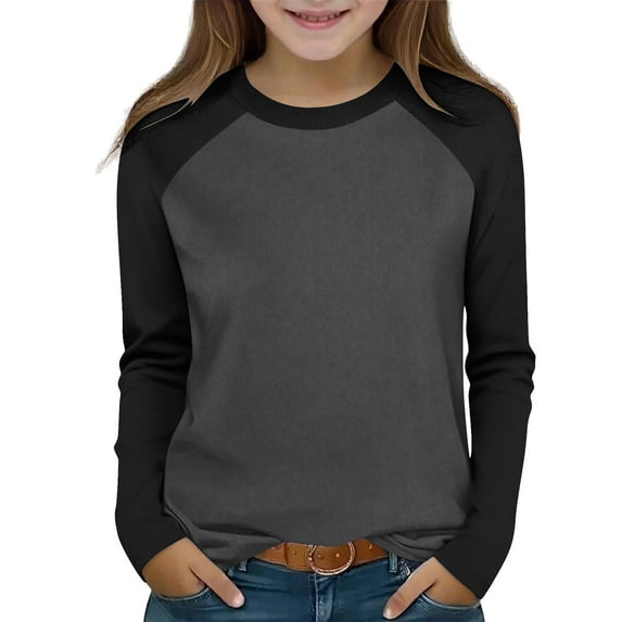 CLOISE Long Sleeve Tops for Boys Girls Kids Crew Neck Shirt Color Block ...