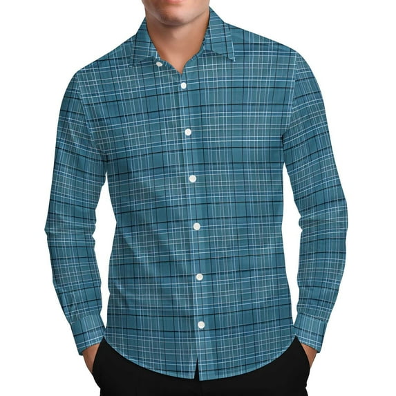 CLOISE Men Button down Shirt Big and Tall Collared Tops Plaid Long ...