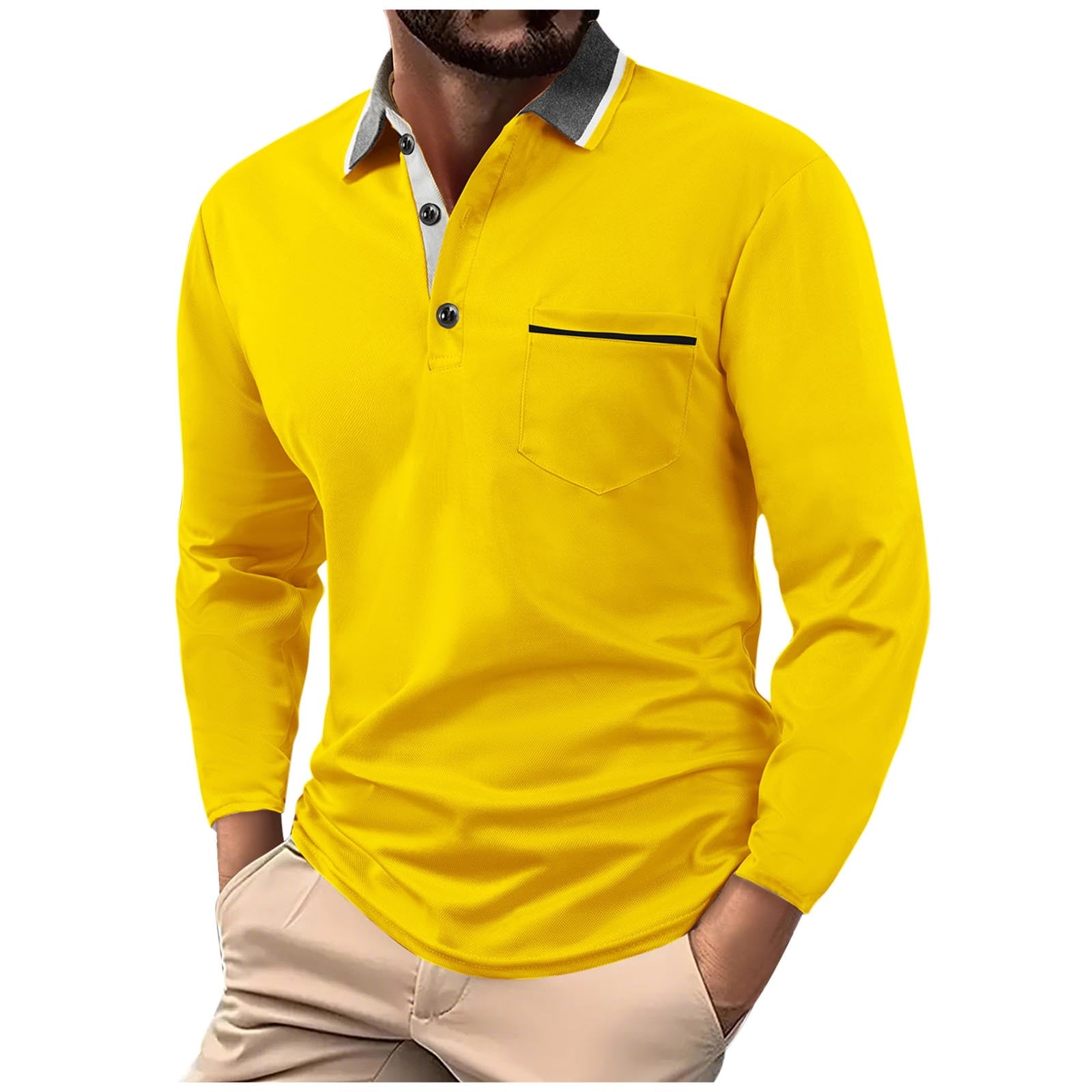 CLOISE Men Button down Shirt Big and Tall Collared Tops Solid Color ...
