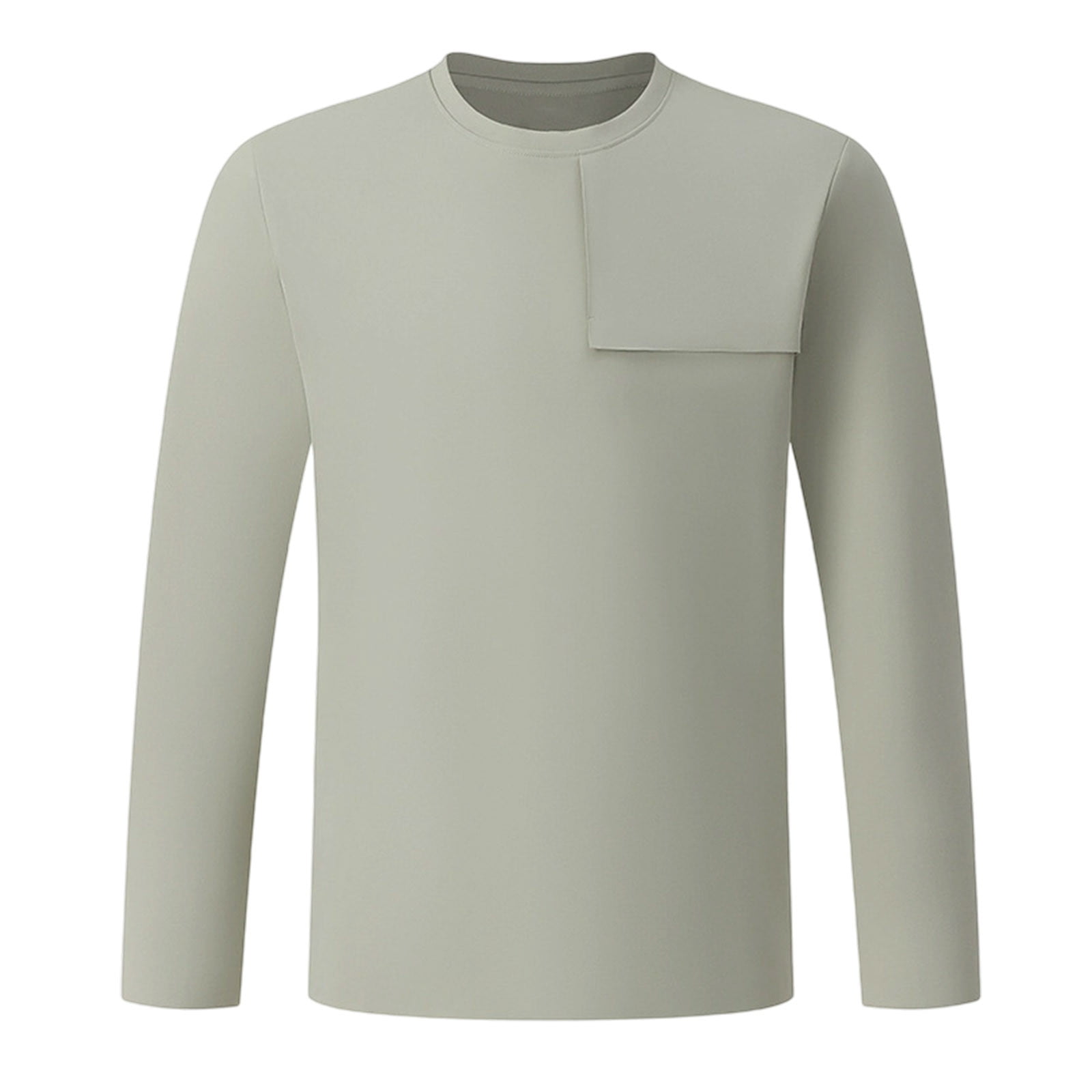 CLOISE Men Casual Tops Big and Tall Crew Neck Shirt Solid Color Long ...