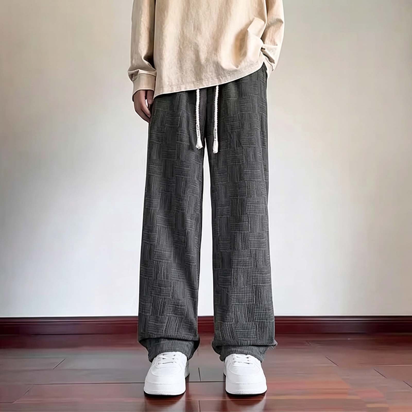CLOISE Men Summer Pants with Pockets Big and Tall Drawstring Mid Waist ...