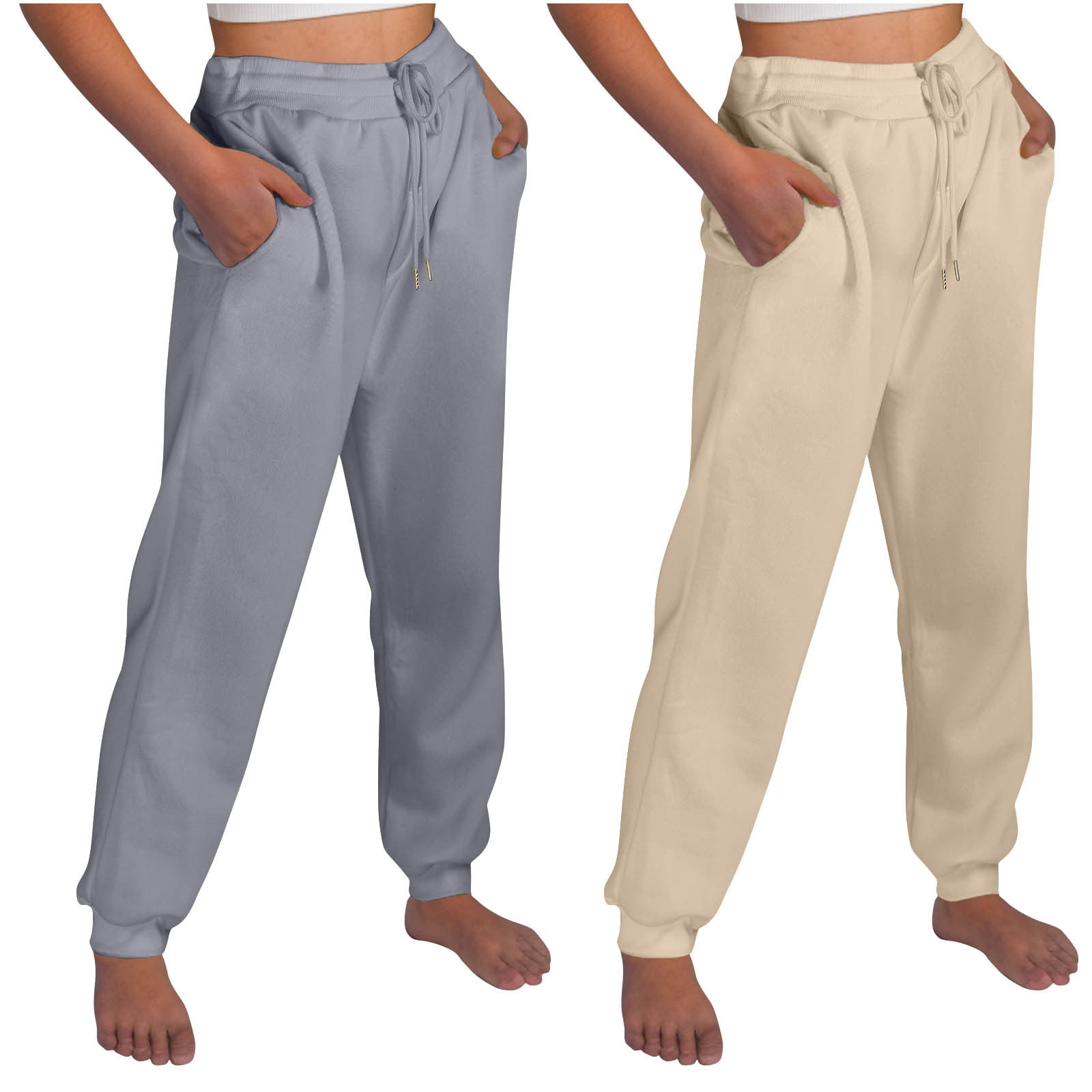 CLOISE Mens Baggy Sweatpants Cargo Plus Size with Pockets 2 Pack Solid ...