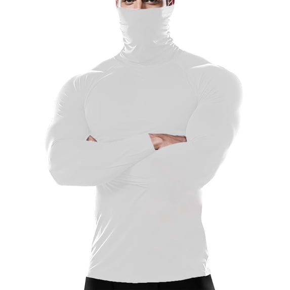 CLOISE Mens Basic Tops High Neck Shirt Solid Color Long Sleeve Pullover ...