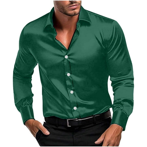 CLOISE Mens Business Casual Tops Big and Tall Collared Shirt Solid ...