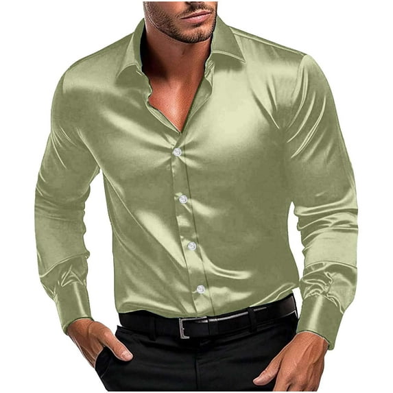 CLOISE Mens Business Casual Tops Big and Tall Collared Shirt Solid ...