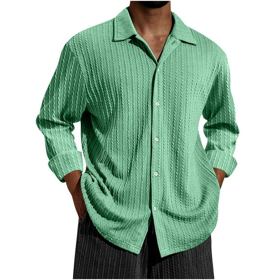 CLOISE Mens Button down Shirts Long Sleeve Collared Tops Solid Color ...