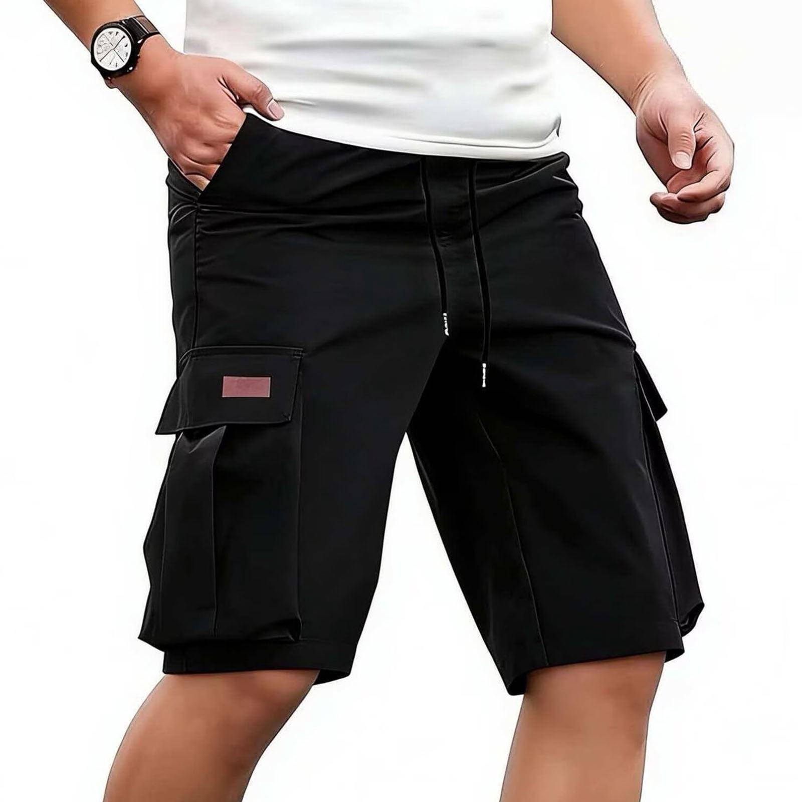 CLOISE Mens Cargo Shorts with Pockets with Multi Pocket Drawstring Mid ...