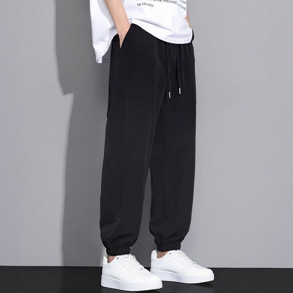 CLOISE Mens Cropped Pants Summer with Pockets Big and Tall Drawstring ...