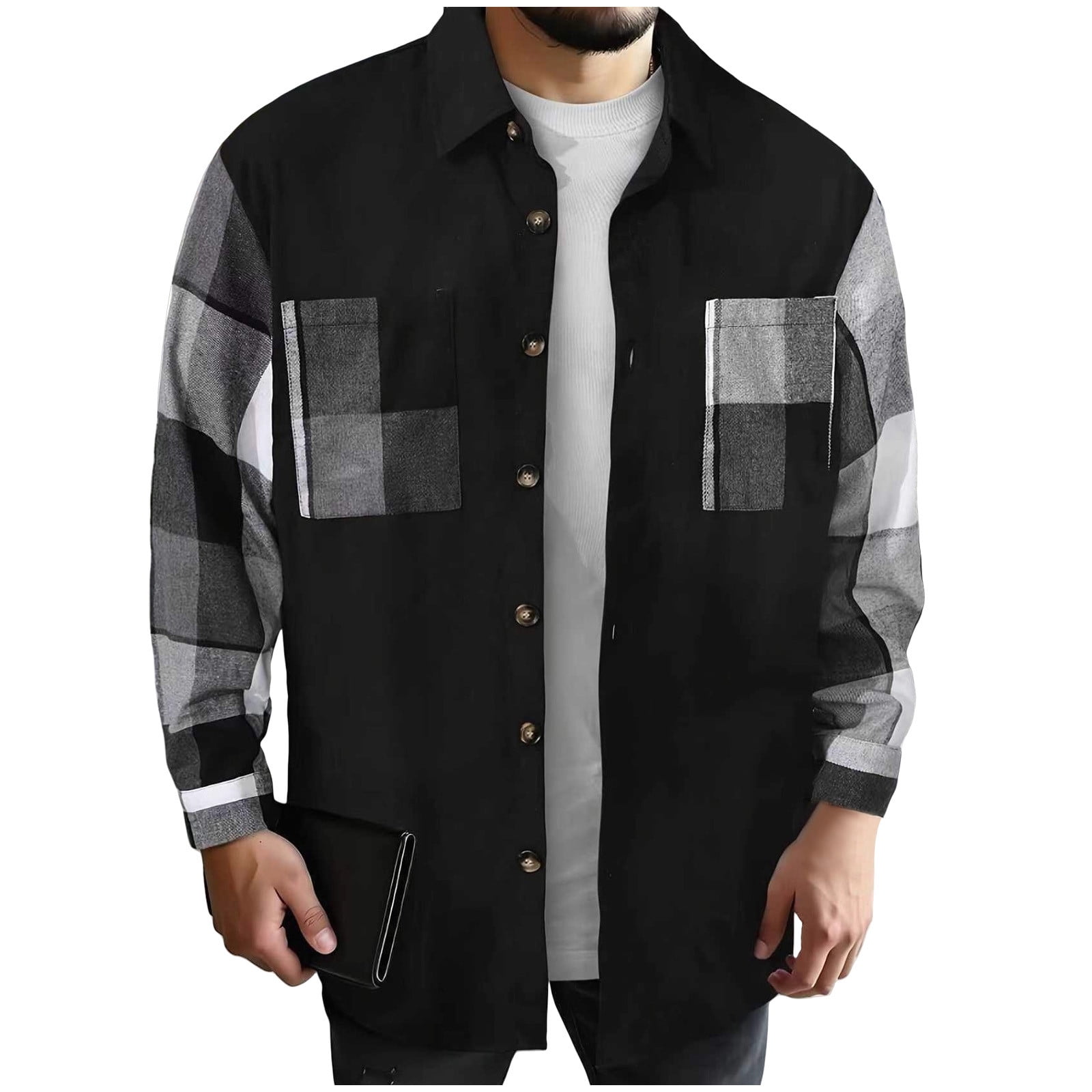 CLOISE Mens Long Sleeve Button down Shirts Big and Tall Collared Tops ...