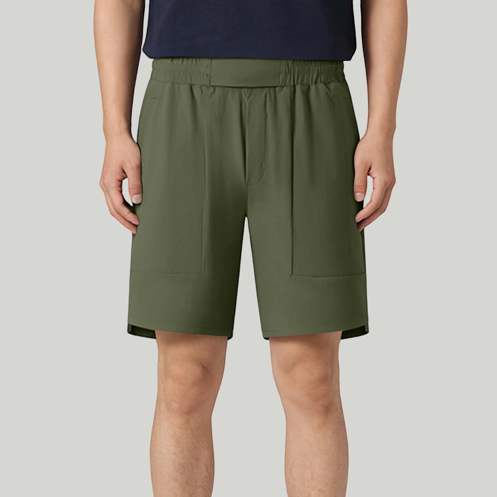 CLOISE Mens Pull on Shorts with Pockets Big and Tall Breathable Mid ...