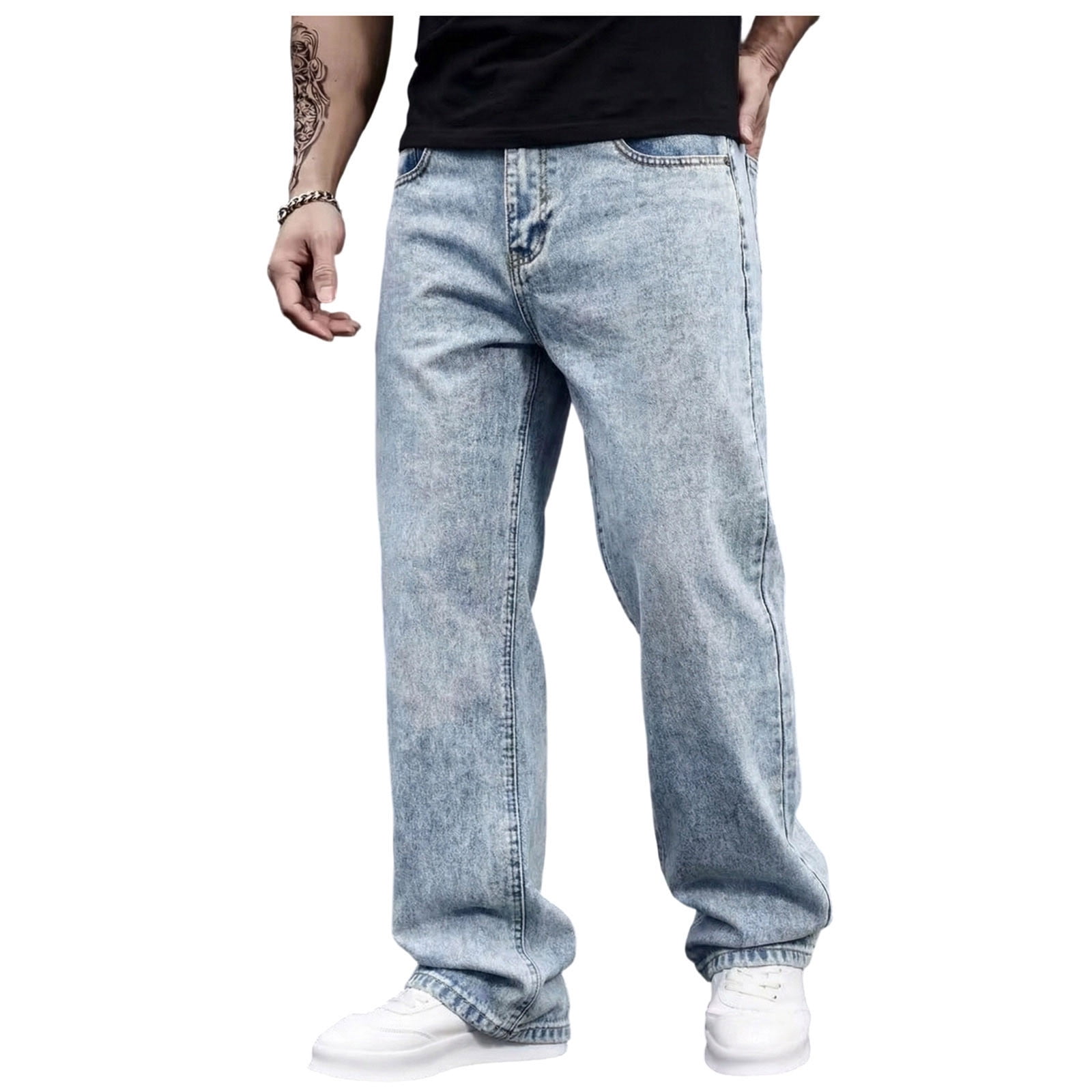 CLOISE Mens Summer Pants with Pockets Mid Waist Straight Leg Long Pants ...