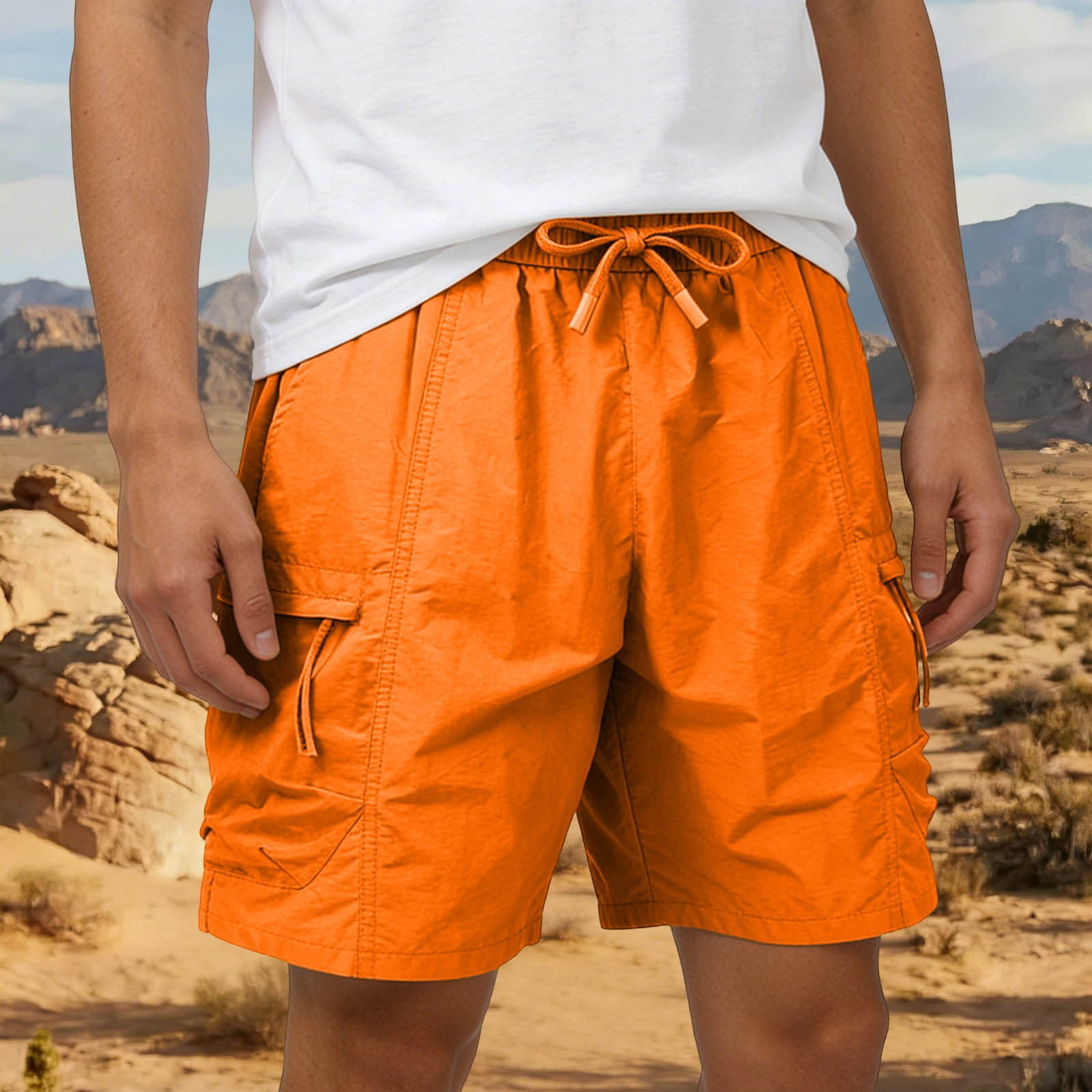 CLOISE Mens Summer Shorts with Pockets Big and Tall Drawstring Mid ...