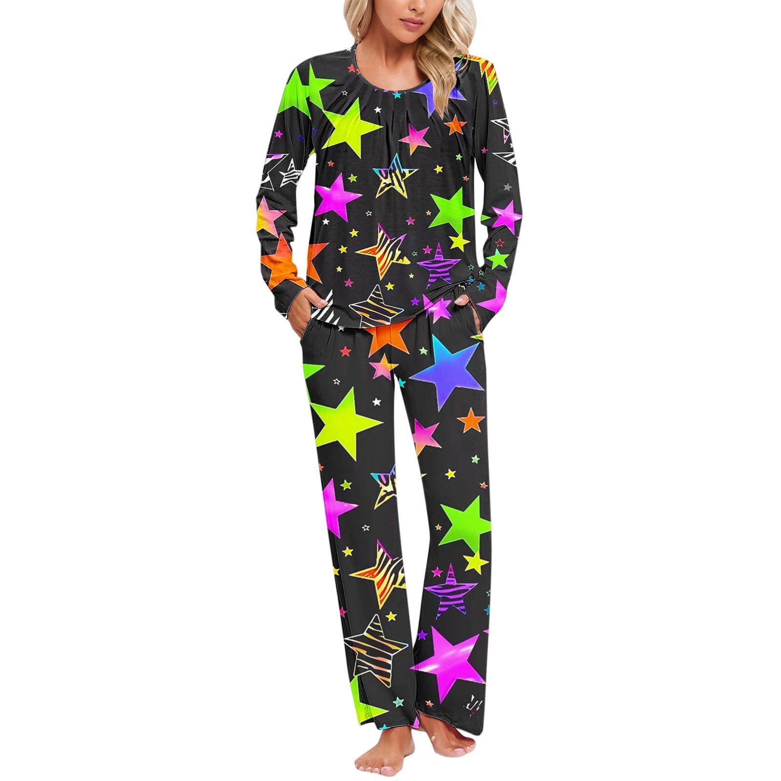 CLOISE Night Clothes for Women Sets 2-Piece Soft Long Sleeve Sleepwear ...