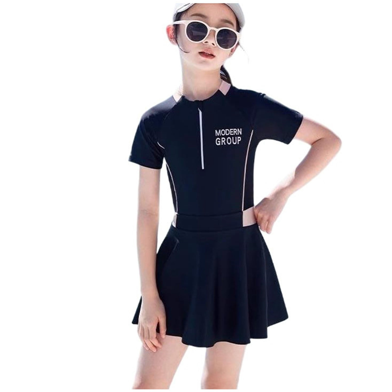 CLOISE One Piece Swimsuit Kids Girls Swim Dress Full Coverage Bathing ...