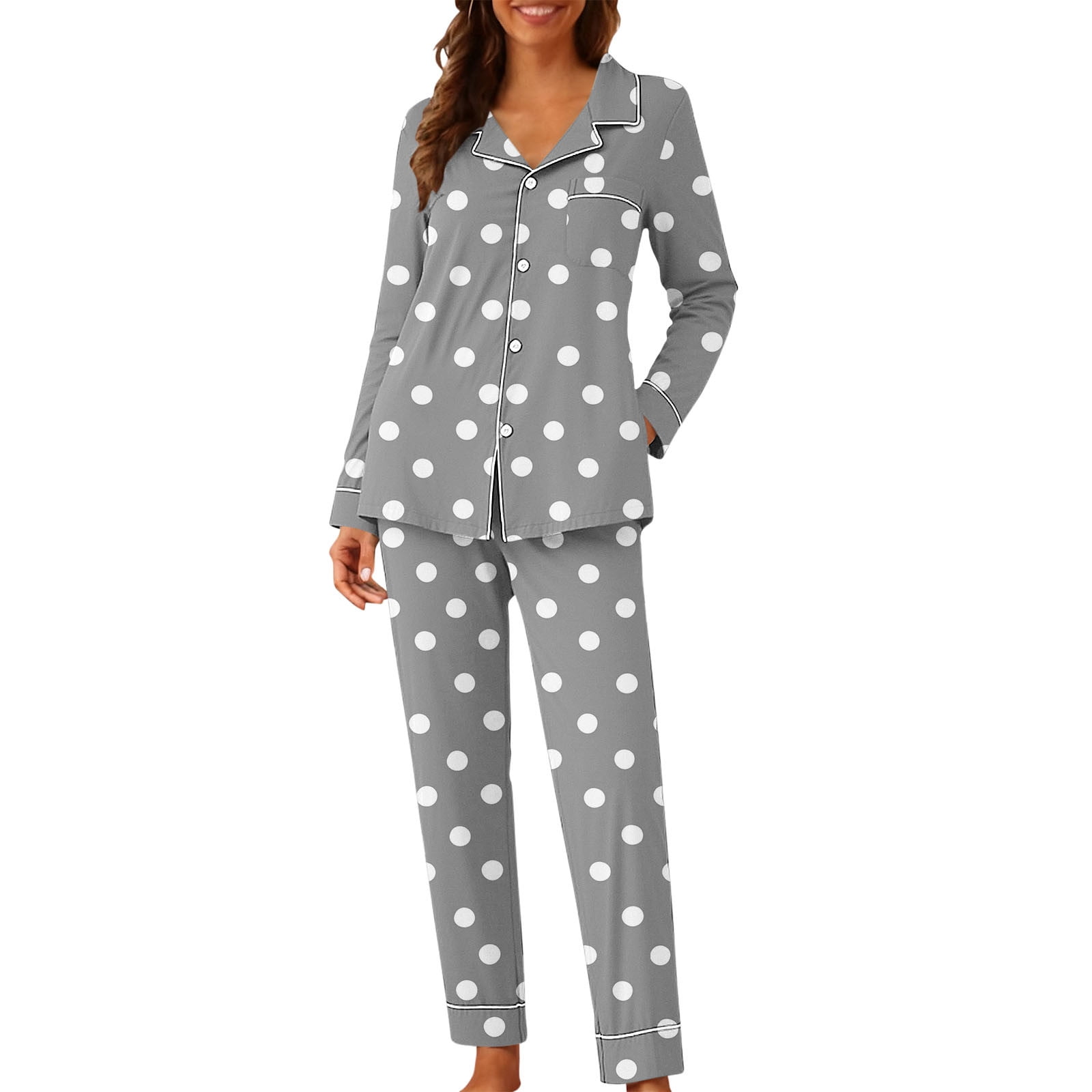 CLOISE Pajamas for Women Set Long Sleeve Valentines Pjs Sets Pockets ...
