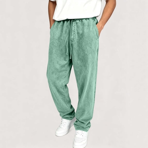 CLOISE Pants for Men with Pockets Big and Tall Drawstring Mid Waist ...