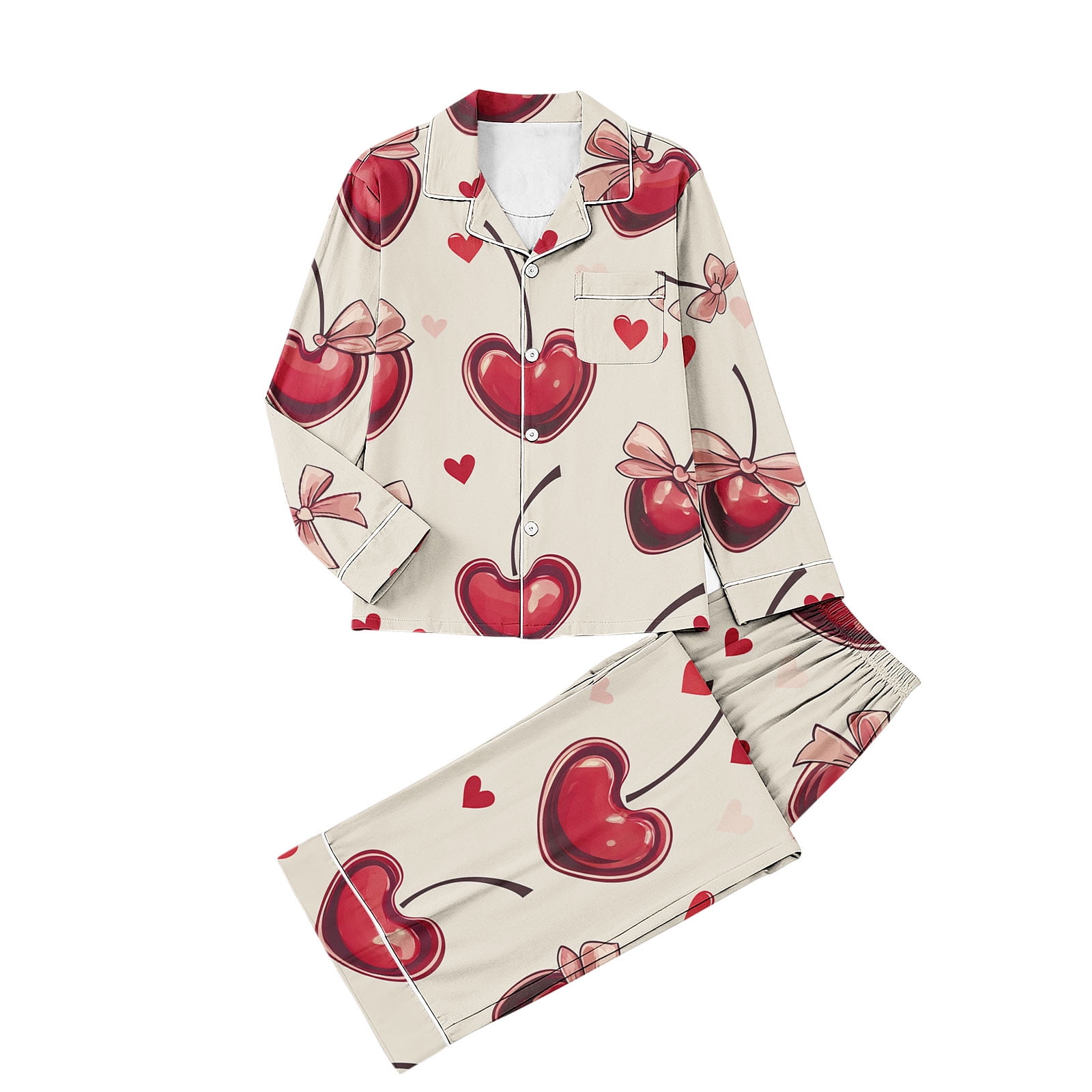 CLOISE Pjs Sets for Women Long Sleeve Valentines Pajamas Button down ...