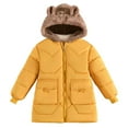 CLOISE Puffer Jacket Kids Boys with Bear Ear Hood Long Cotton Pockets Winter Coats Yellow 4-10T ...
