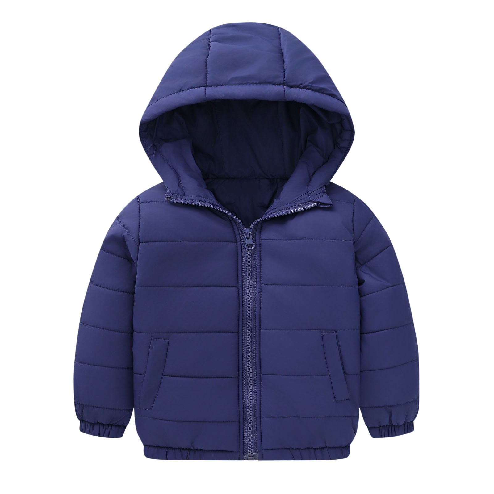 CLOISE Puffer Jacket Kids Girl with Hood Short Pockets Snowsuit Snow Outwear Navy 90-140 ...