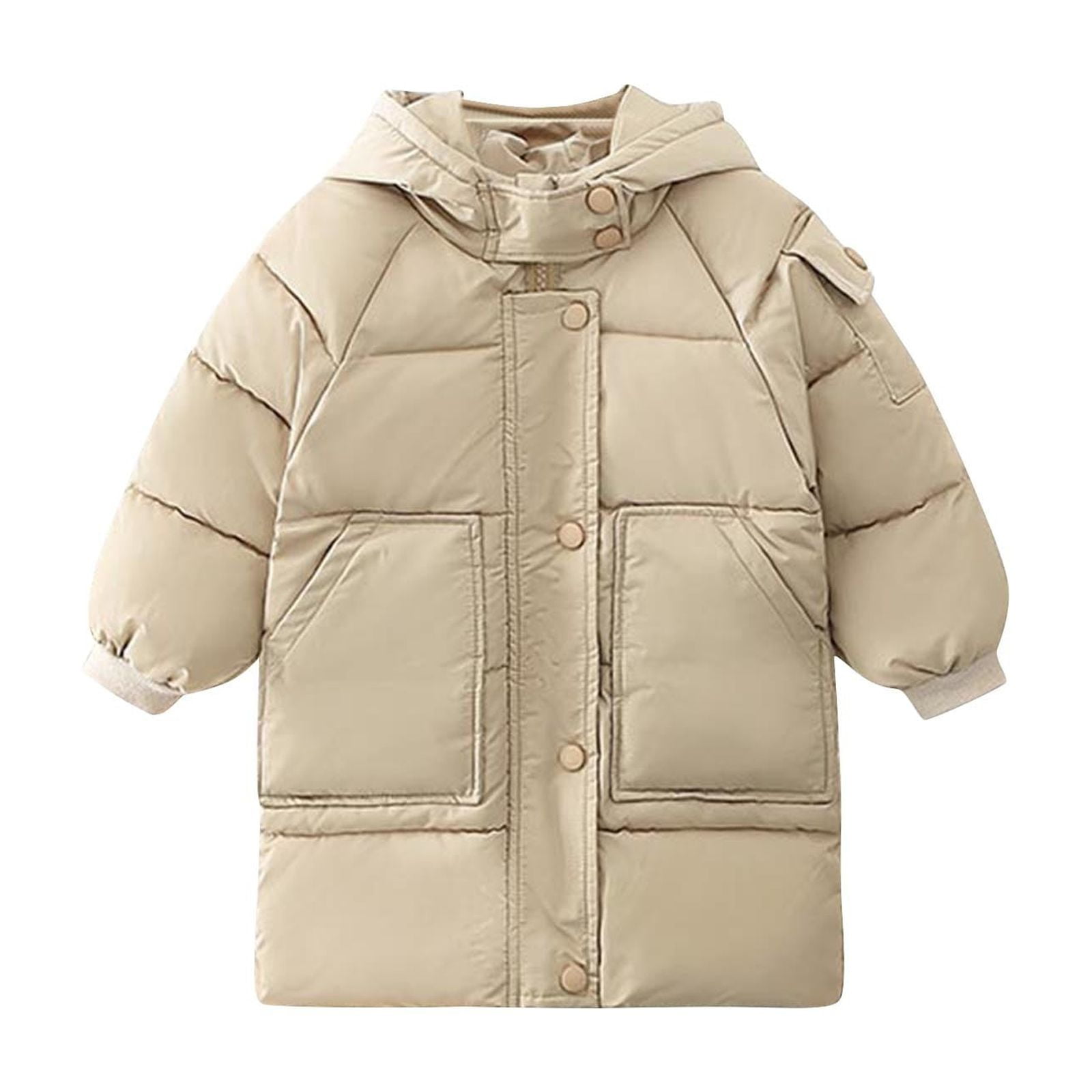CLOISE Puffer Jacket for Boys with Hood Long Pockets Snowsuit Winter Coats Khaki 2-13T - Walmart.com