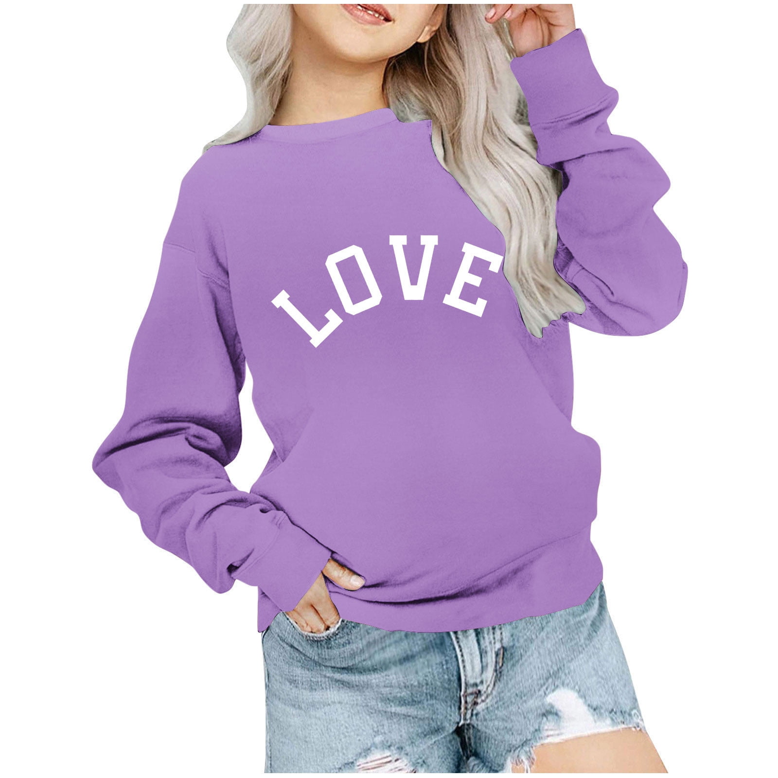CLOISE Purple Toddler Sweatshirt Girls Boys Long Sleeve Crew Neck Tops ...