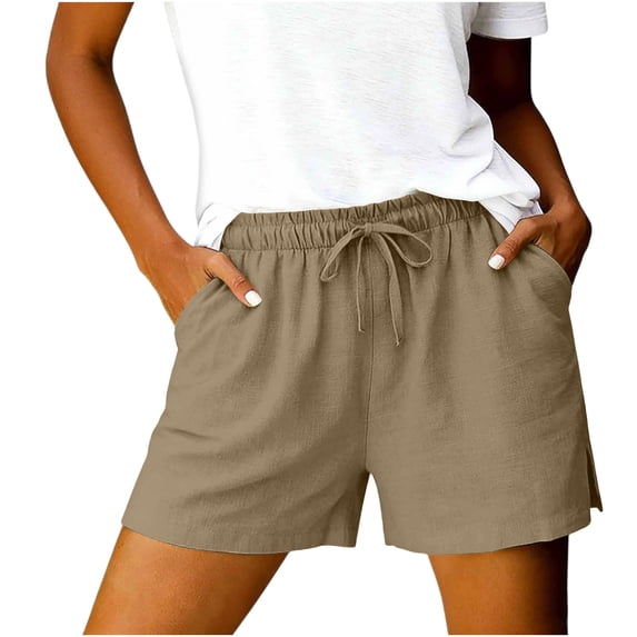 CLOISE Summer Shorts for Women with Pockets Drawstring Mid Waist ...