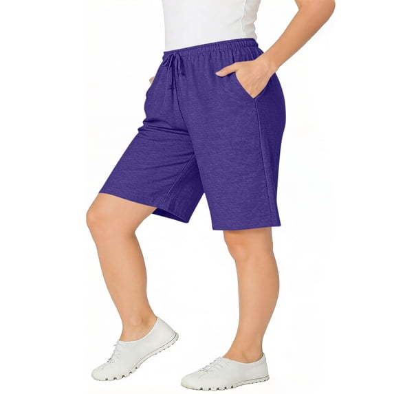CLOISE Summer Shorts for Women with Pockets Plus Size Mid Waist ...