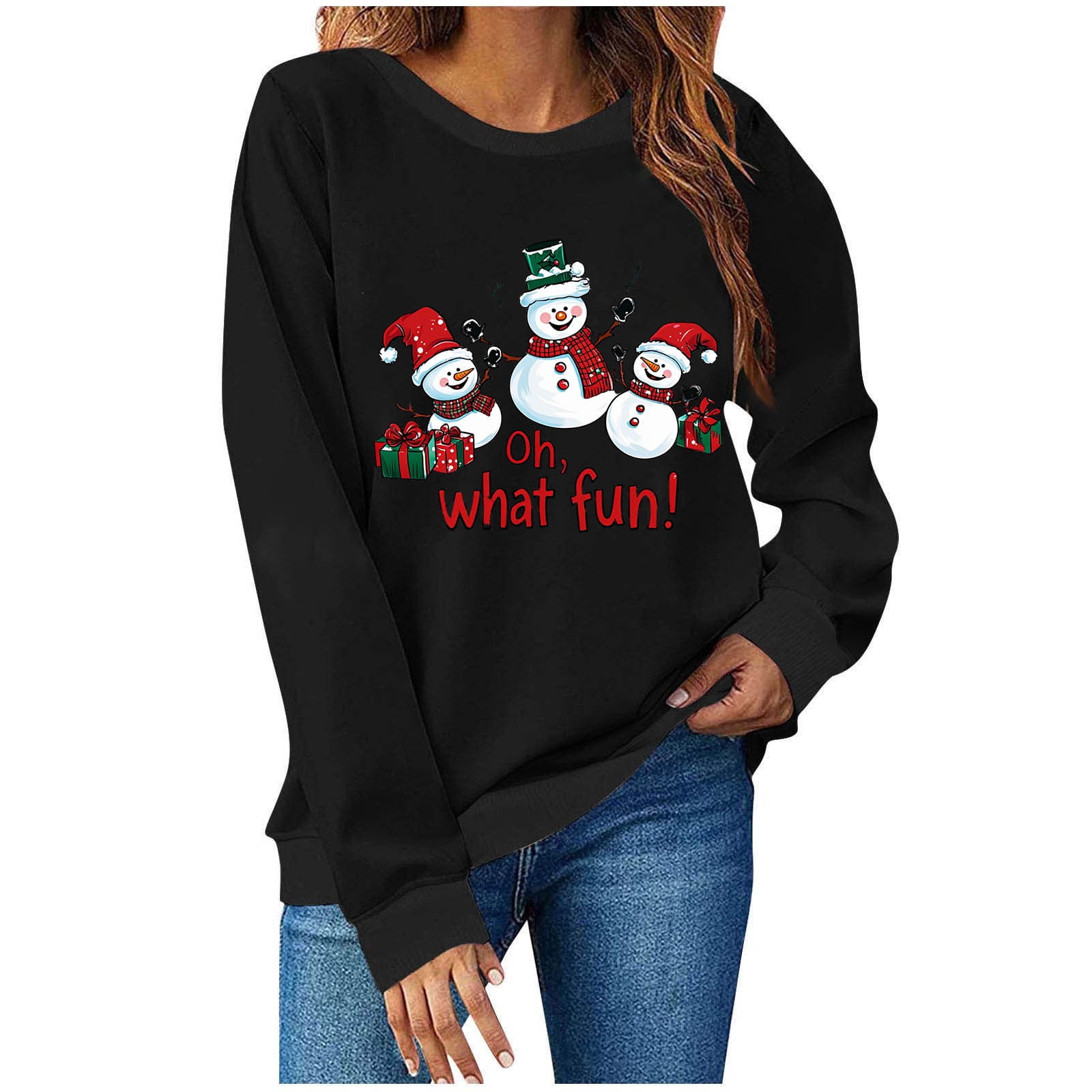 CLOISE Sweatshirt Womens Christmas Lightweight Crew Neck Tops Graphic ...
