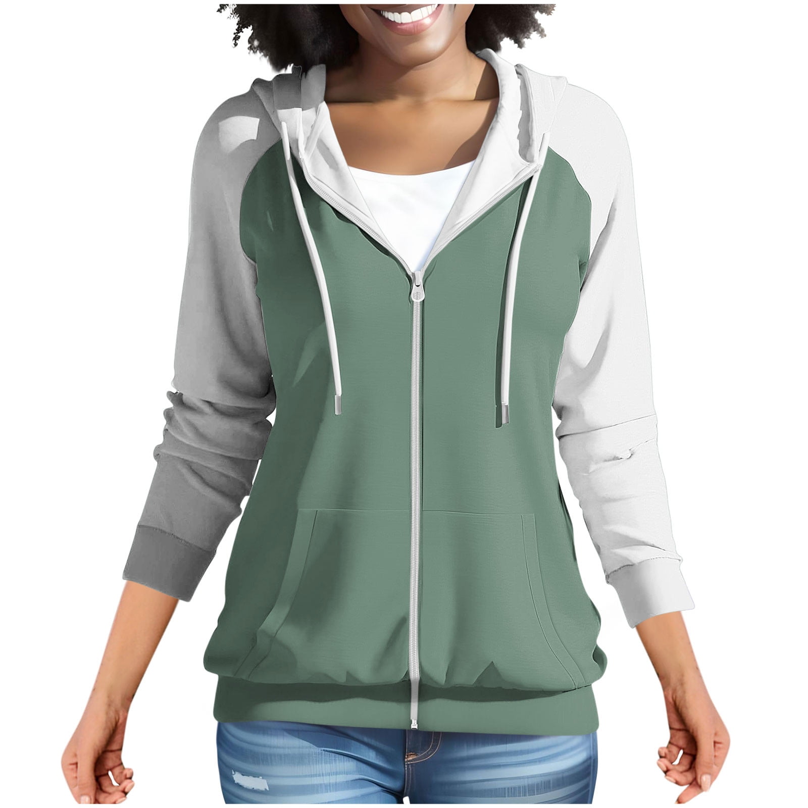 CLOISE Sweatshirt Womens Pockets Plus Size Lightweight Crew Neck Tops ...