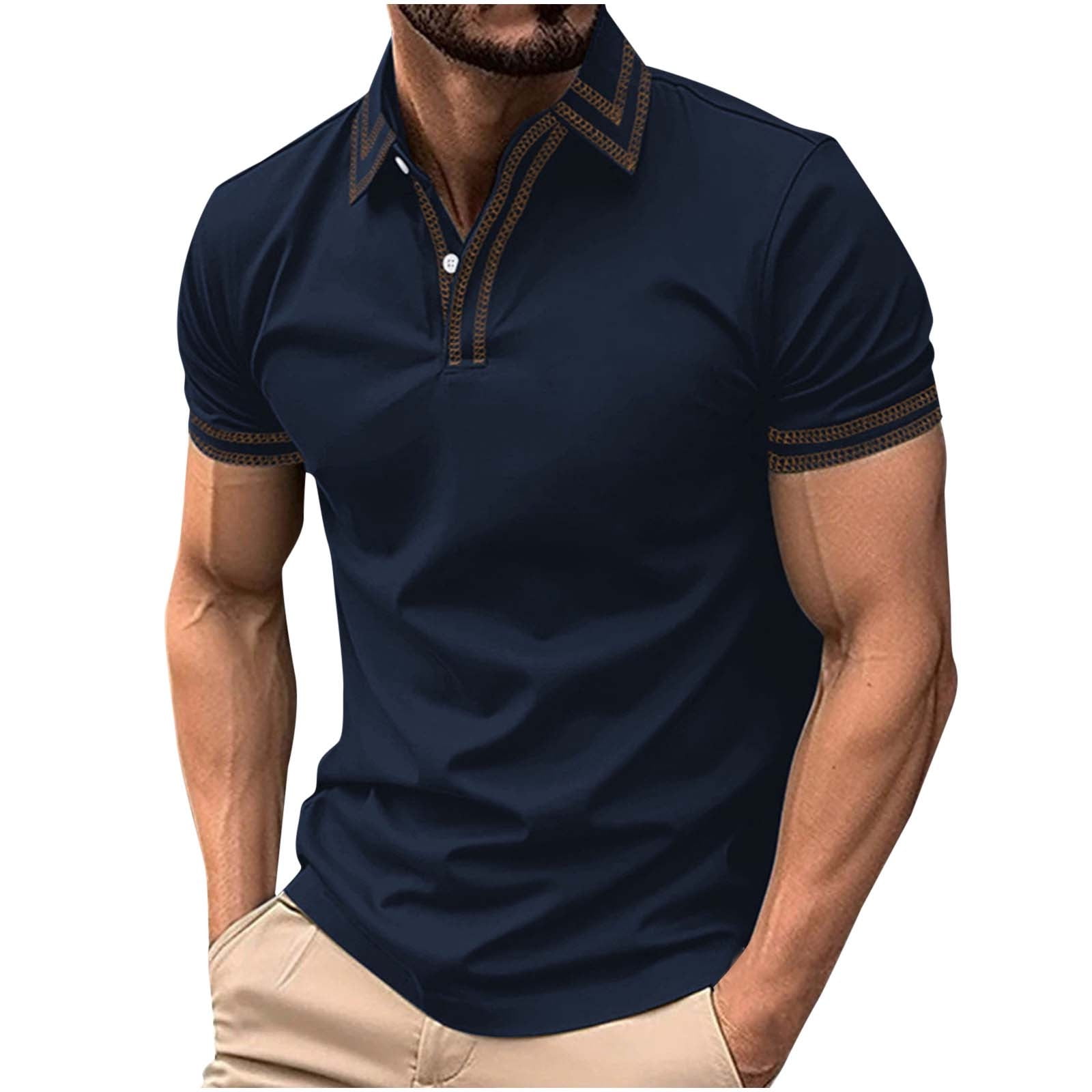 CLOISE T Shirts for Men Short Sleeves Big and Tall Tops Button Collared ...