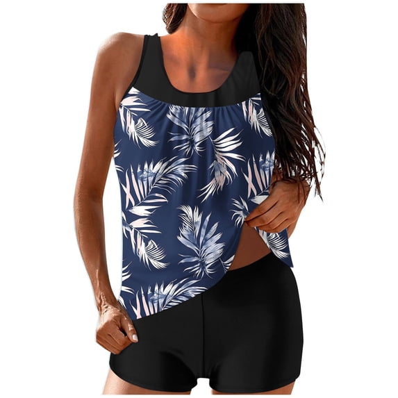 CLOISE Tankini Swimsuits for Women Plus Size 2 Piece Swimwear with Boy ...
