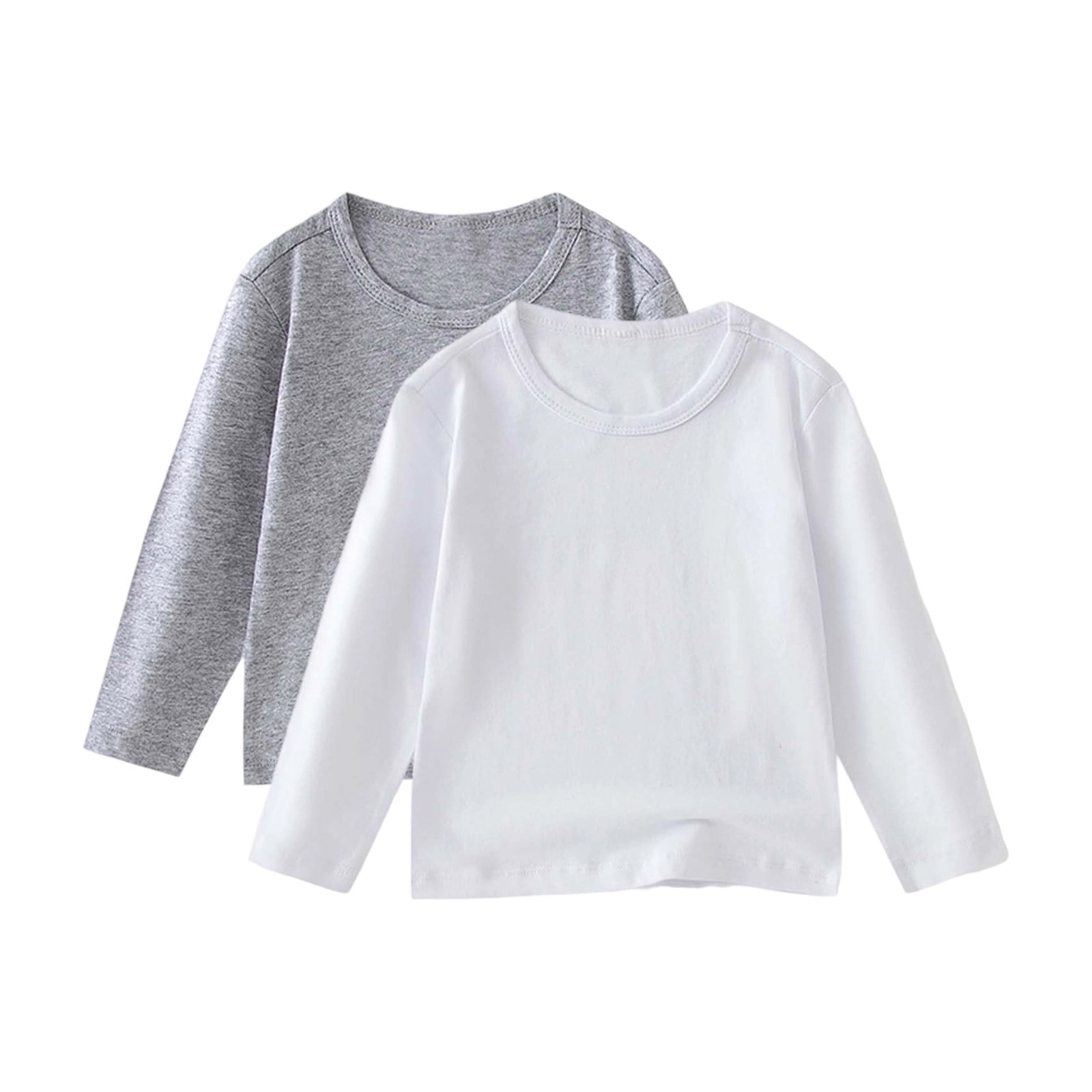 CLOISE Toddler White Tshirt Boys Girls White Long Sleeve Crew Neck 2 ...