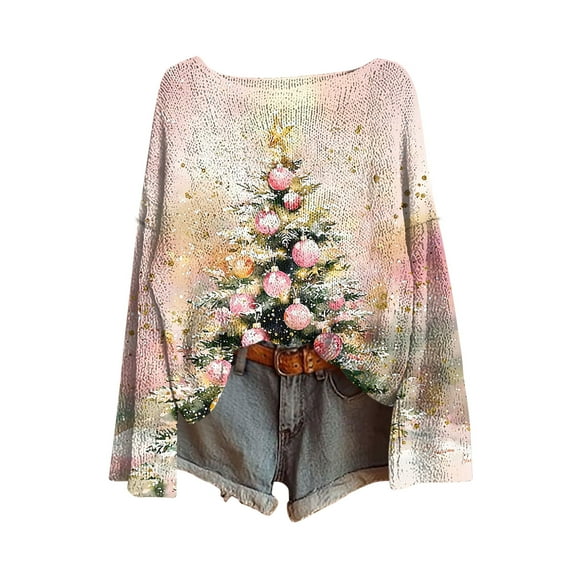CLOISE Vintage Graphic Tees for Women Christmas Crew Neck Christmas ...