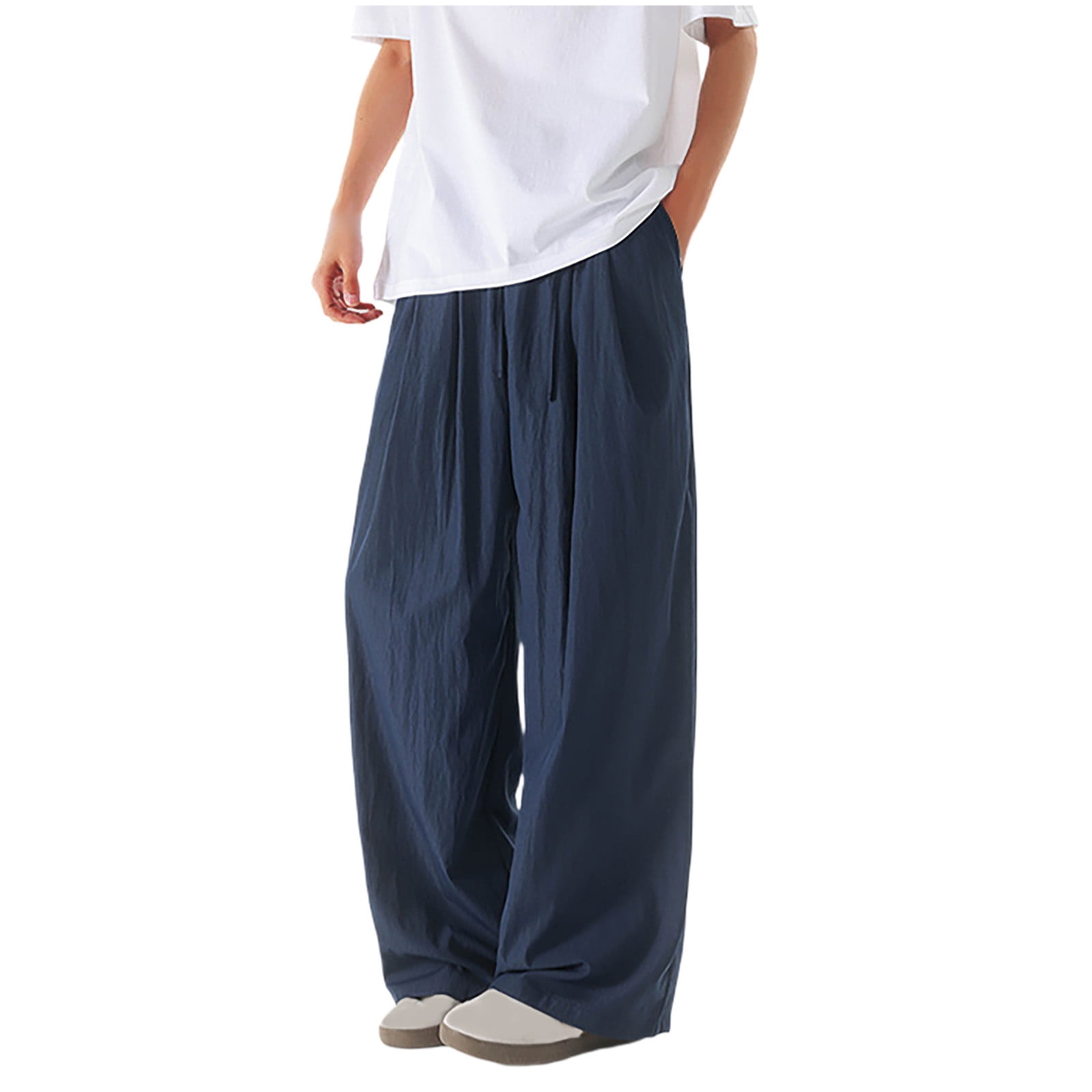 CLOISE Wide Leg Pants for Men Big and Tall with Pockets Drawstring High ...