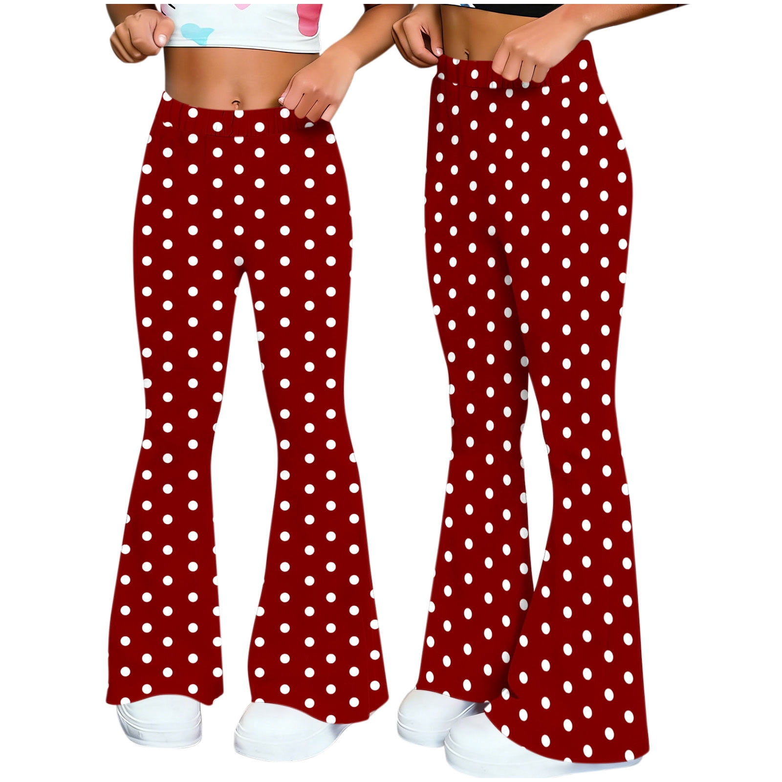 CLOISE Wide Leg Pants for Women Mid Waist Long Pants Elastic Waist ...