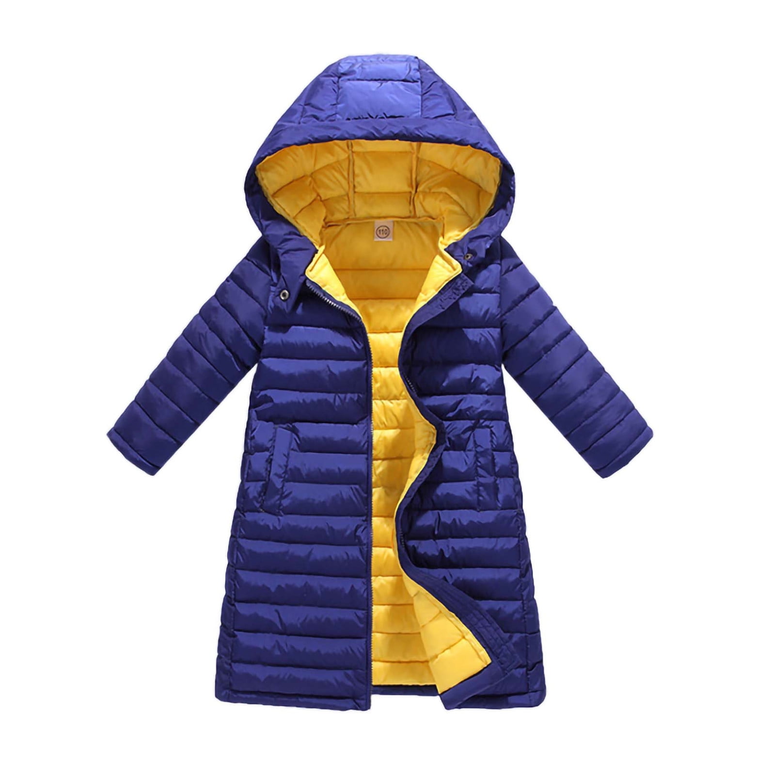 CLOISE Winter Puffer Jacket for Kids with Hood Long Pockets Winter Outwear Blue 110-150 ...
